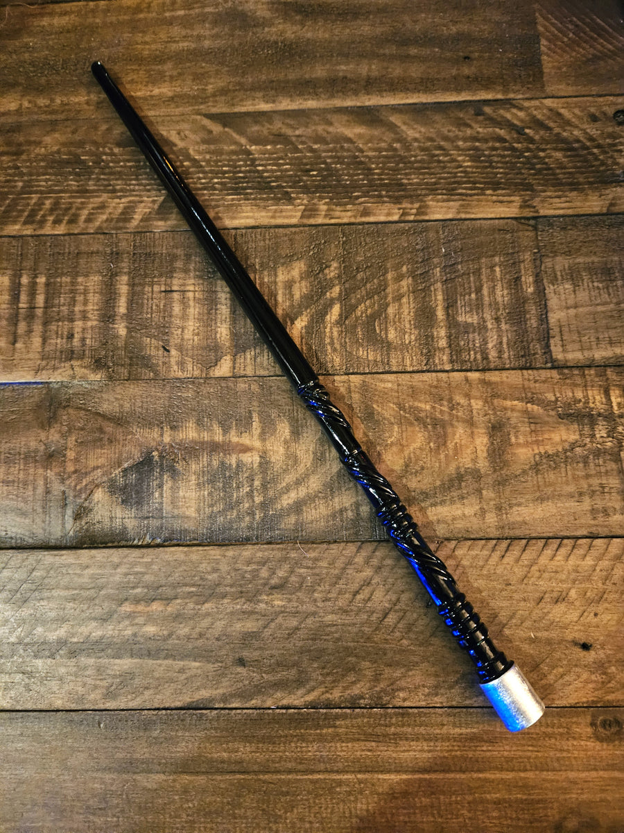 Mahogany Wand, Elegant Baton Style, Black with Silver – Wynott Wands