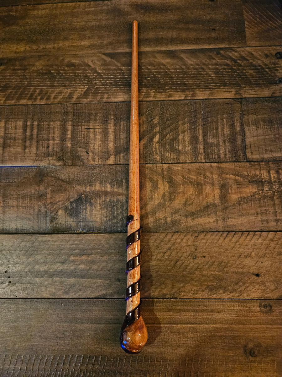 Mahogany Wand, Spiral Staff Design – Wynott Wands